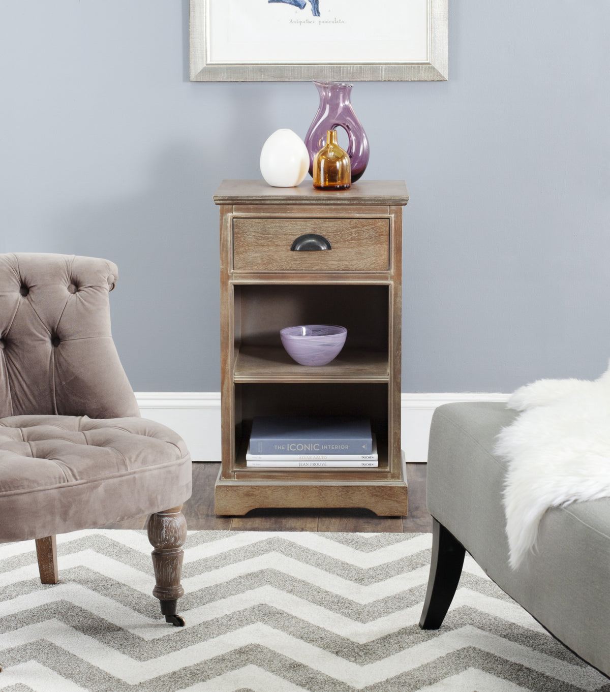 Safavieh Griffin Side Table With One Drawer Washed Natural Pine ...