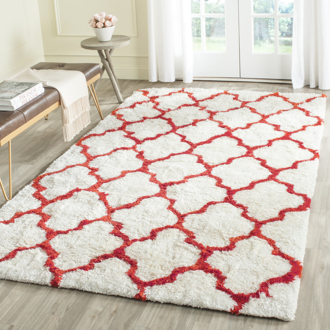 Safavieh Sg-Bsg-Barcelona Shag Barcelona 319 Ivory/Rust Area Rug ...