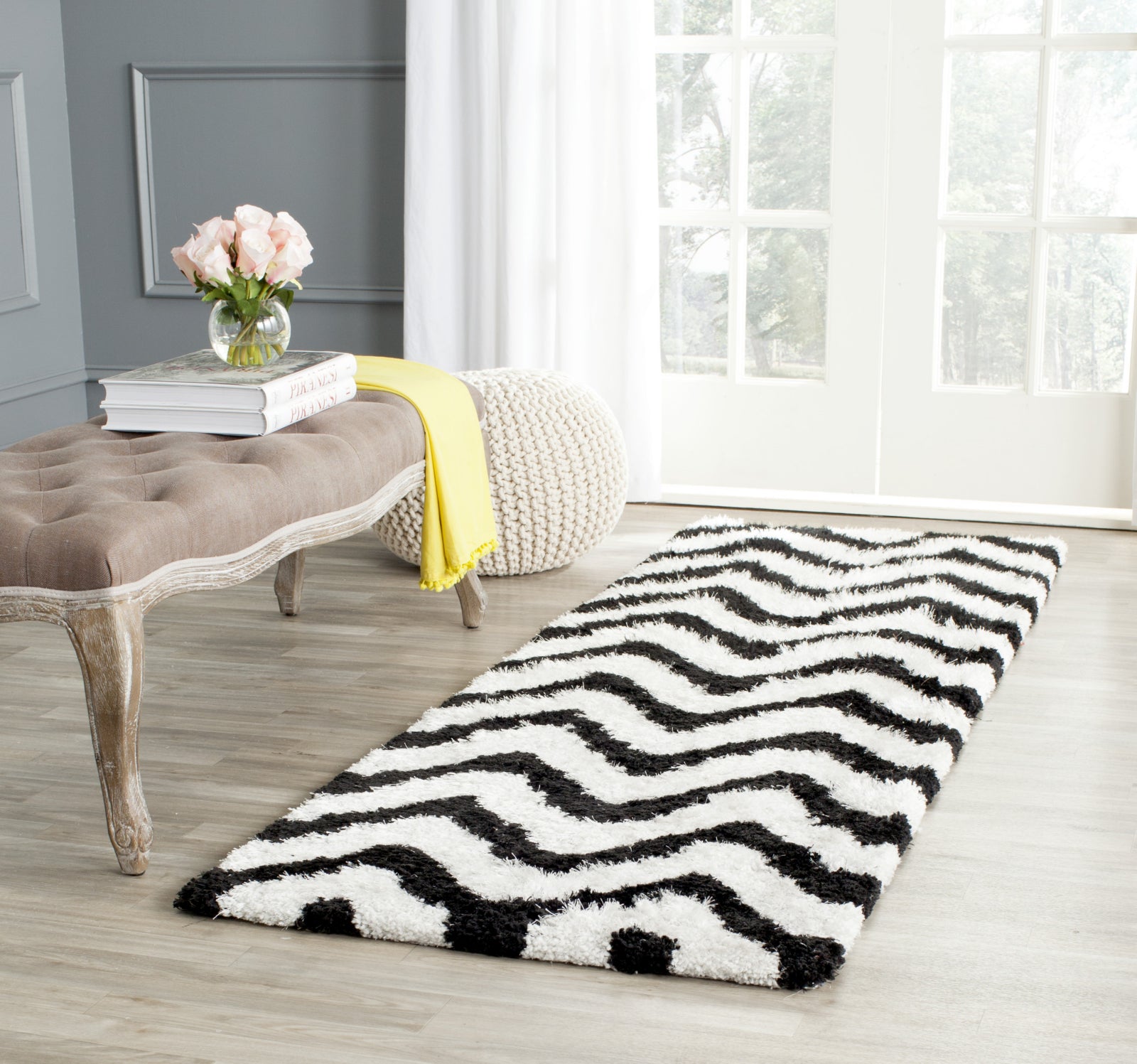 Safavieh Sg-Bsg-Barcelona Shag Barcelona 320 Ivory/Black Area Rug ...