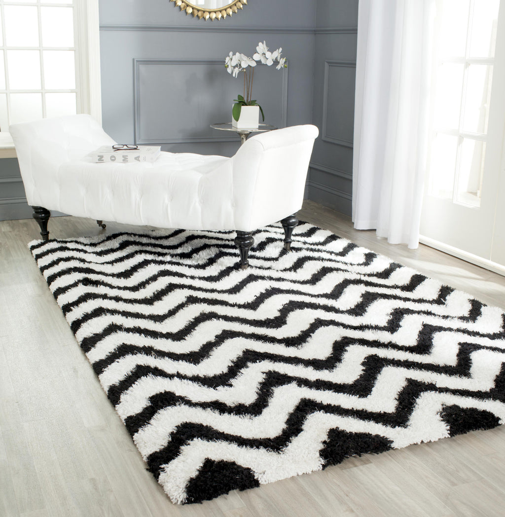 Safavieh Sg-Bsg-Barcelona Shag Barcelona 320 Ivory/Black Area Rug ...