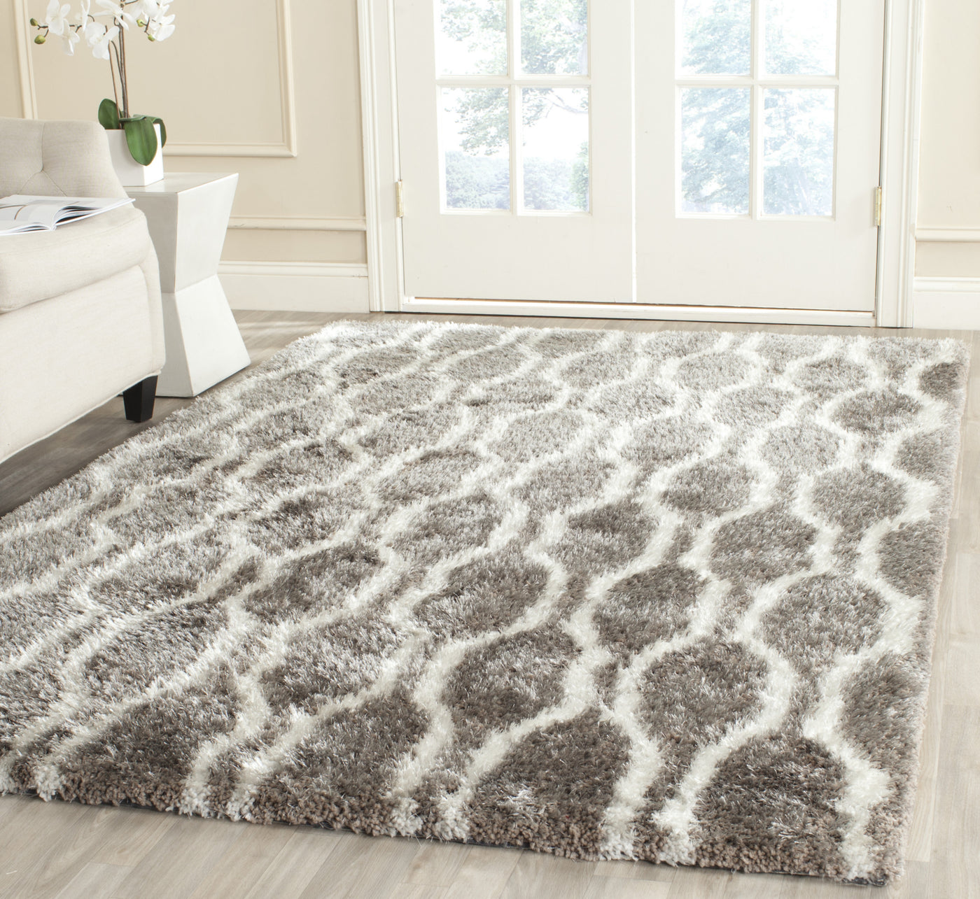 Safavieh Sg-Bsg-Barcelona Shag Barcelona 322 Silver/Ivory Area Rug ...