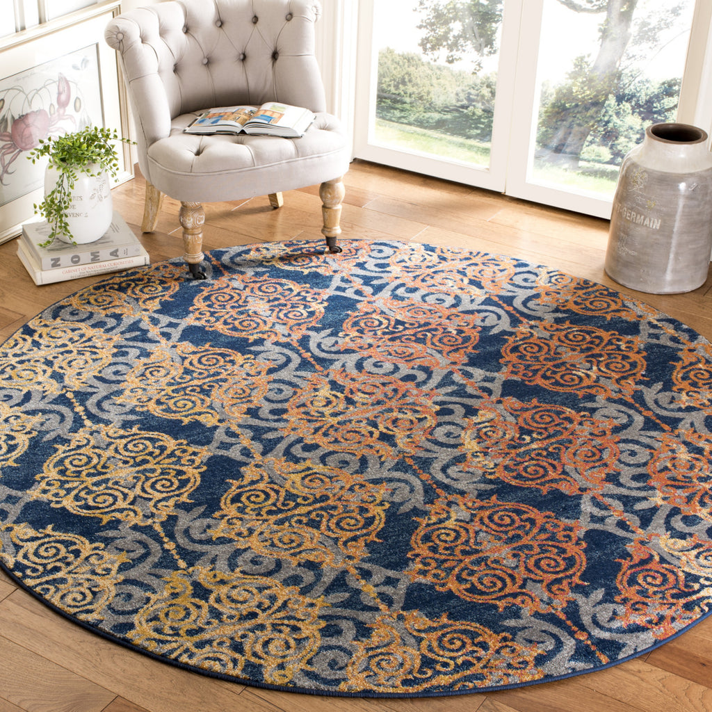 Safavieh Evoke EVK230S Blue/Orange Area Rug – Incredible Rugs and Decor