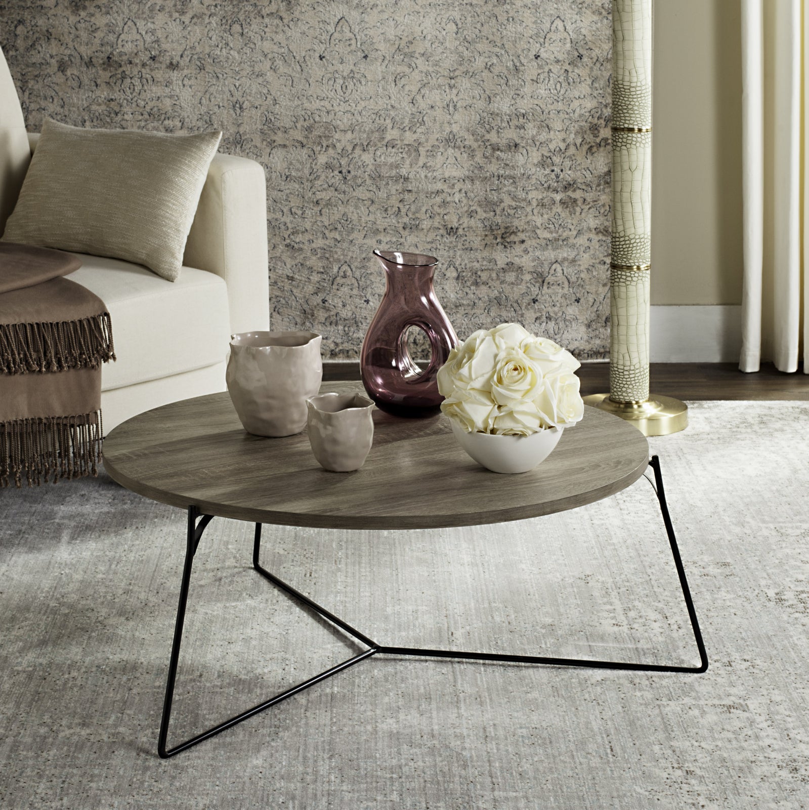 Safavieh Mae Retro Mid Century Wood Coffee Table Light Oak and Black ...