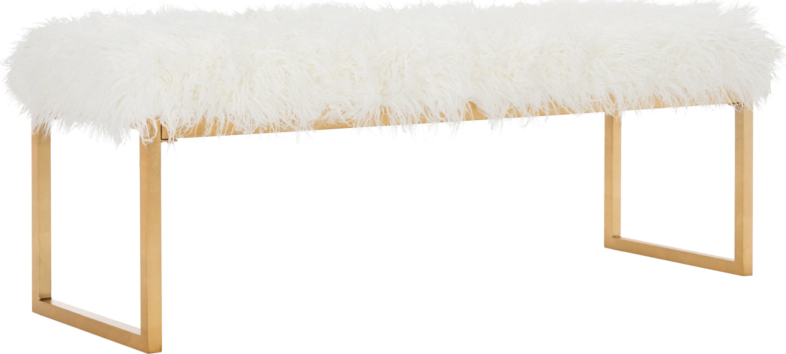 Safavieh Etta Faux Curly Sheepskin Bench White – Incredible Rugs and Decor