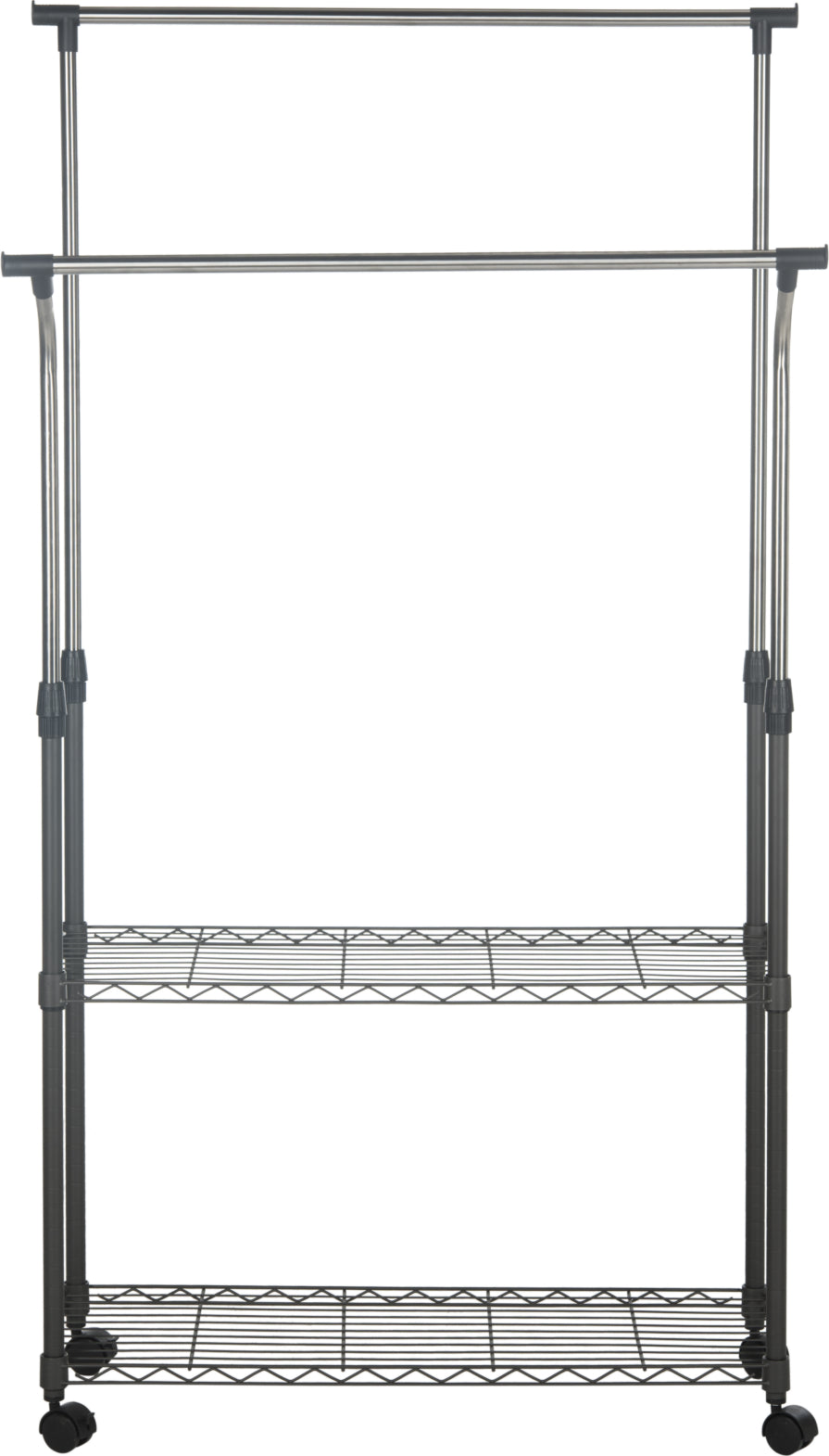 Safavieh Giorgio Chrome Wire Dble Rod Clothes Rack Powder Coating Black ...