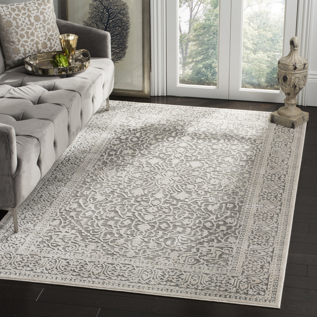 dark grey patterned rug