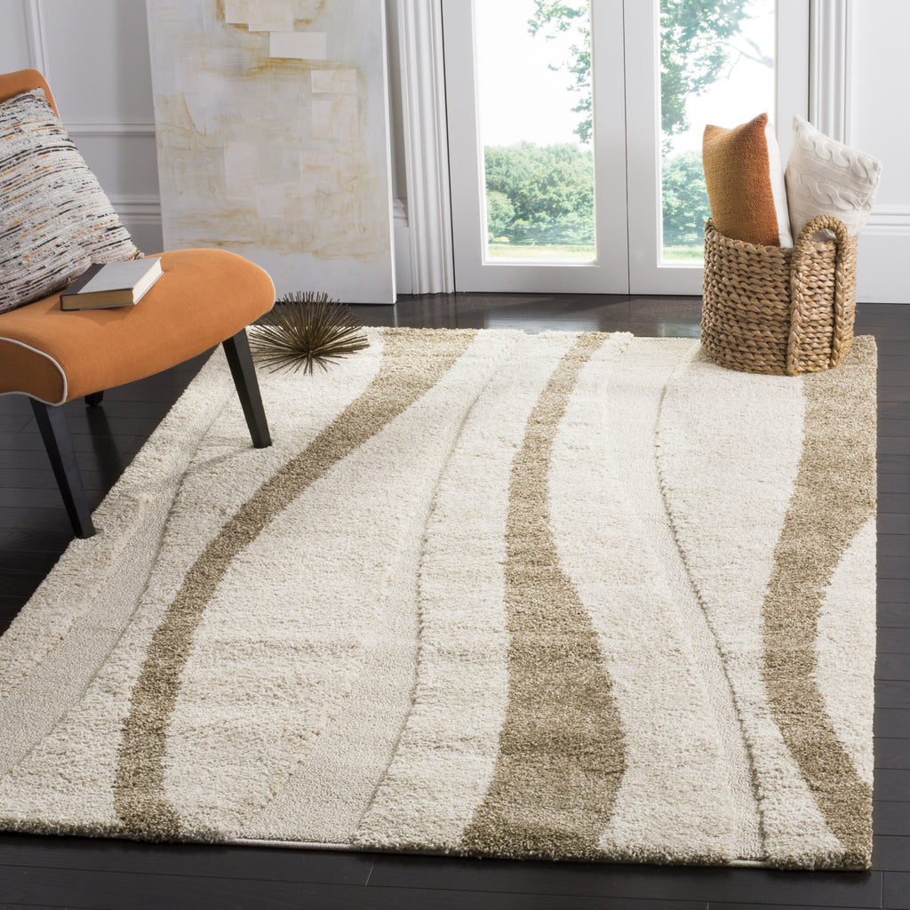 Safavieh Shag SG451 Cream/Dark Brown Area Rug – Incredible Rugs and Decor