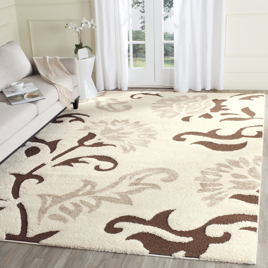 Safavieh Shag SG463 Cream/Dark Brown Area Rug – Incredible Rugs and Decor