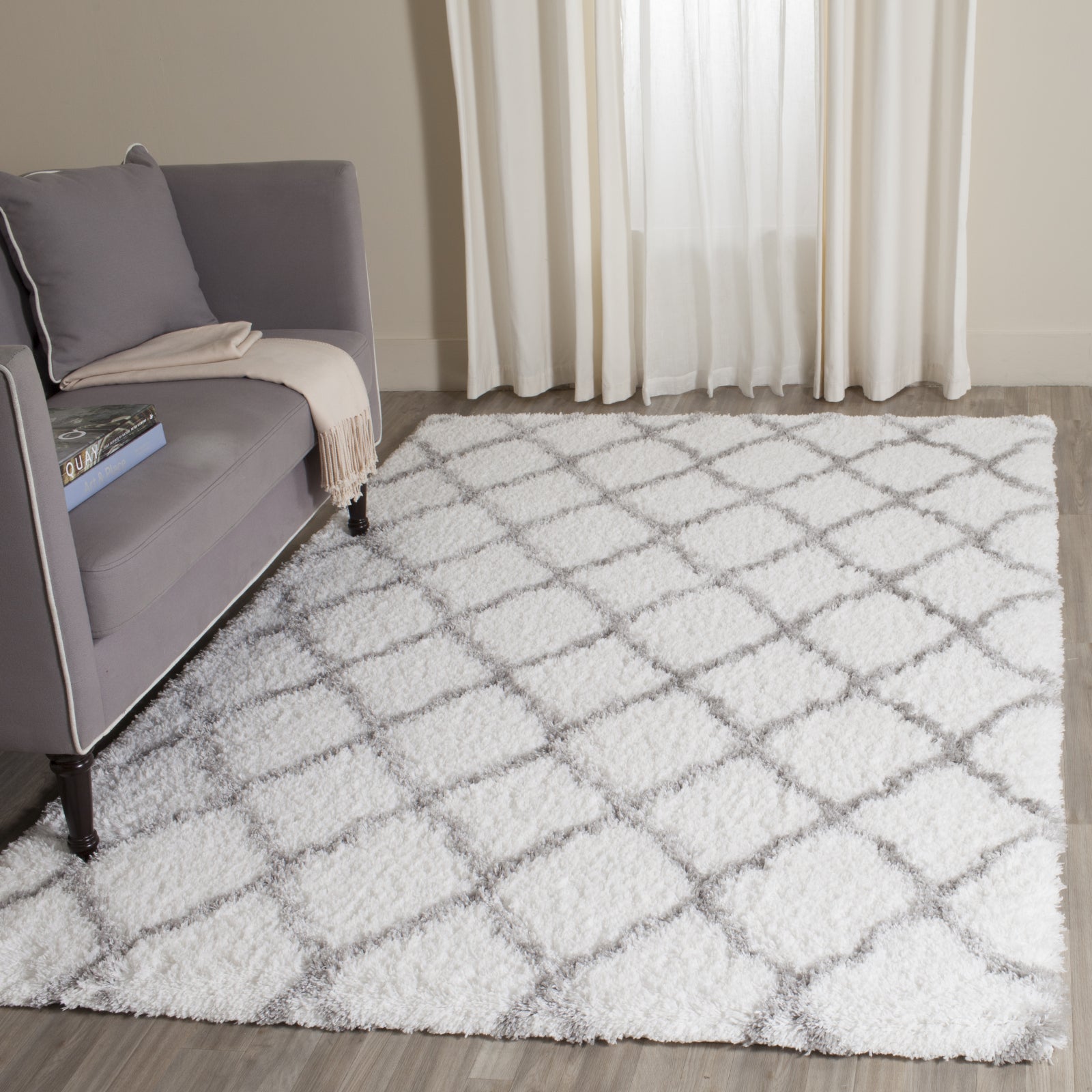 Safavieh Indie Shag SGI322P Ivory/Grey Area Rug – Incredible Rugs and Decor
