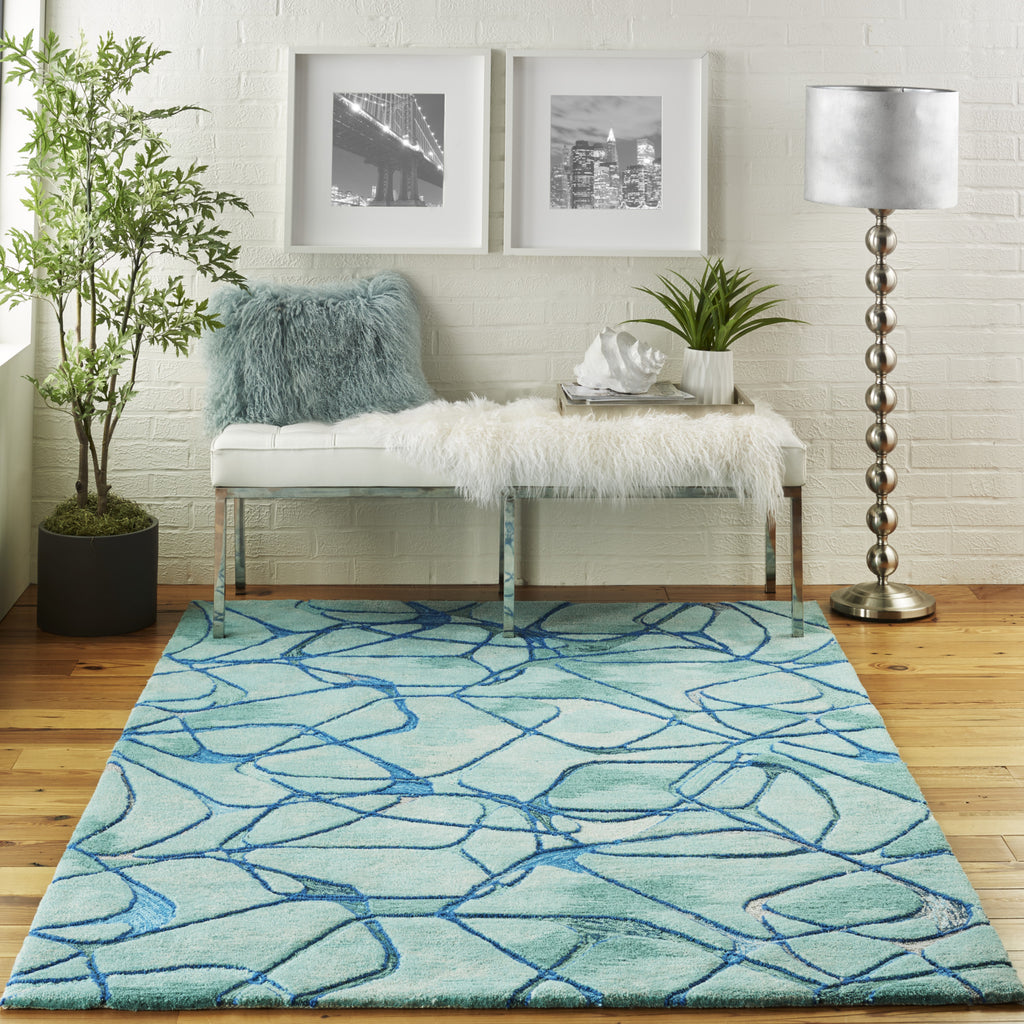 Symmetry SMM05 Aqua Blue Area Rug by Nourison – Incredible Rugs and Decor